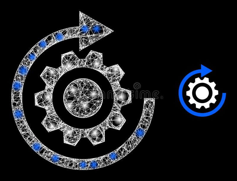 Bright Network Gear Rotation with Bright Light Spots Stock Vector ...