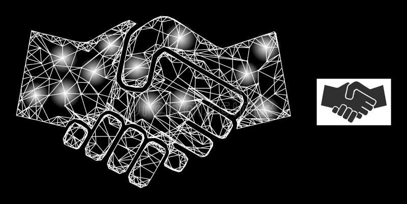 Bright Network Handshake Mesh Icon with Light Spots Stock Vector ...