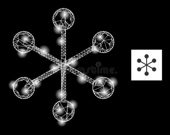 Bright Network Net Structure Mesh Icon with Lightspots Stock Vector ...