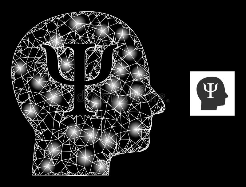 Bright Network Psychology Mesh Icon with Light Spots Stock Vector ...