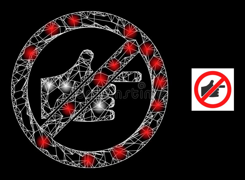 Bright Network Stop Index Finger Mesh Icon with Glare Spots Stock ... Bright Network Stop Index Finger Mesh Icon with Glare Spots Stock ...