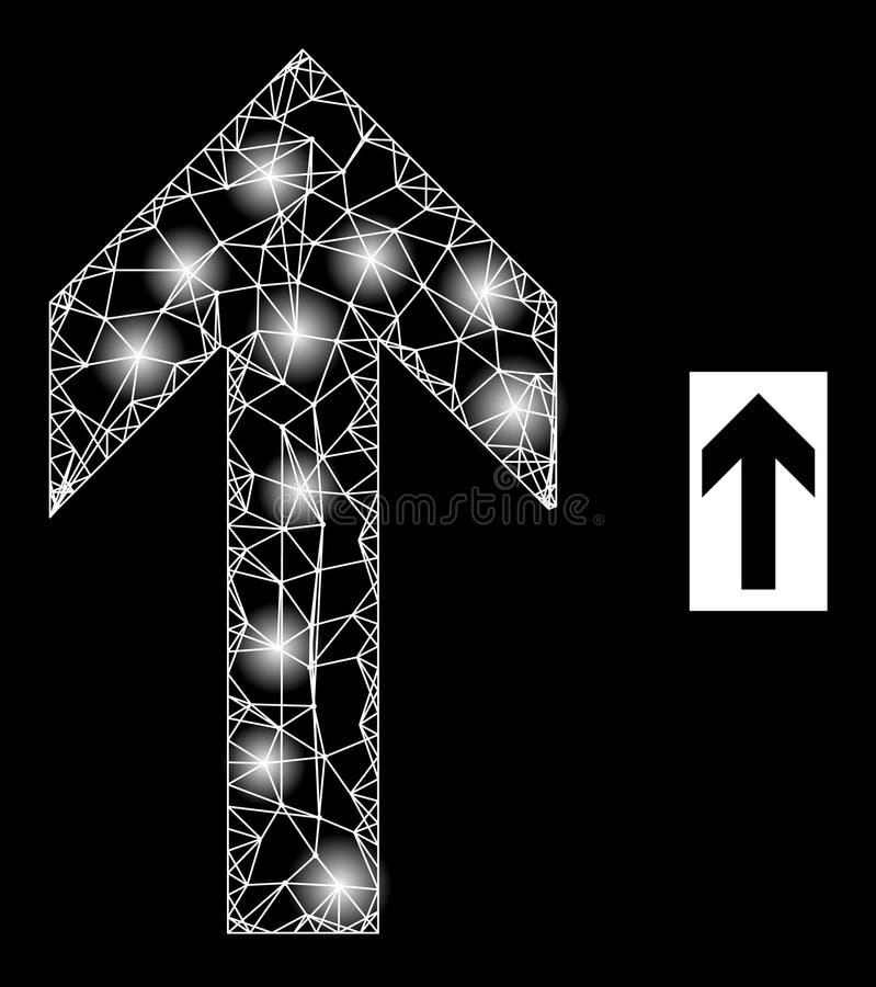 Bright Network Up Direction Mesh Icon with Glare Spots Stock Photo ...