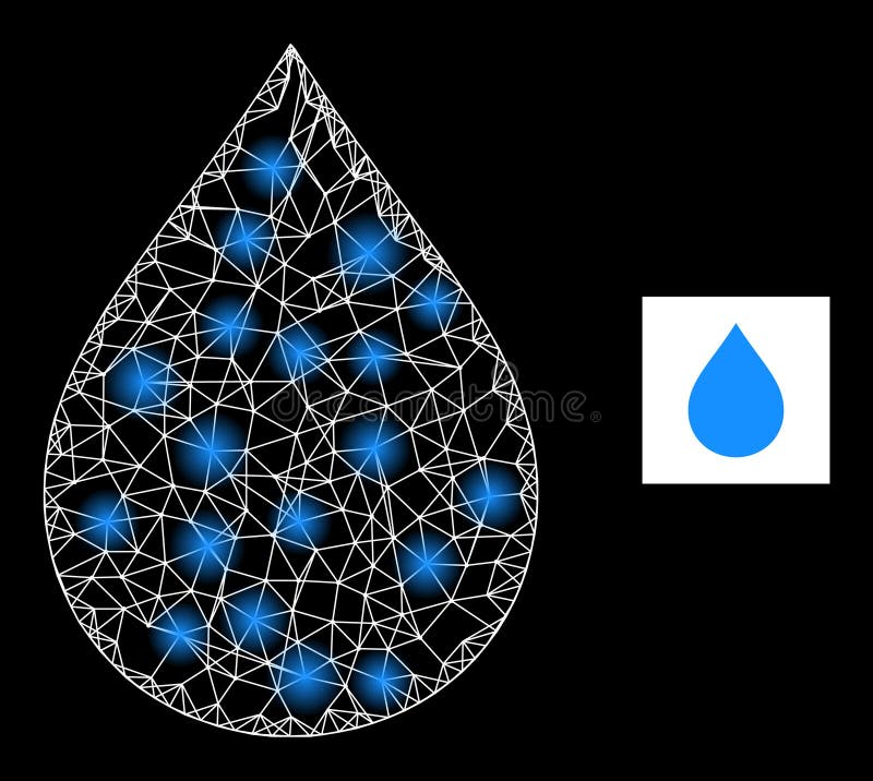 Bright Network Water Drop Mesh Icon with Sparkles Stock Vector ...