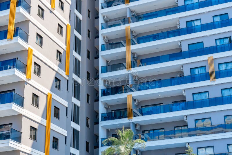 Bright New Modern Residential Buildings. New Luxury Residential Complex ...