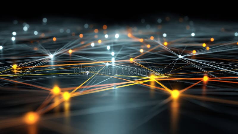 Network of Bots Illuminate Digital Terrain with Vibrant Connections and ...