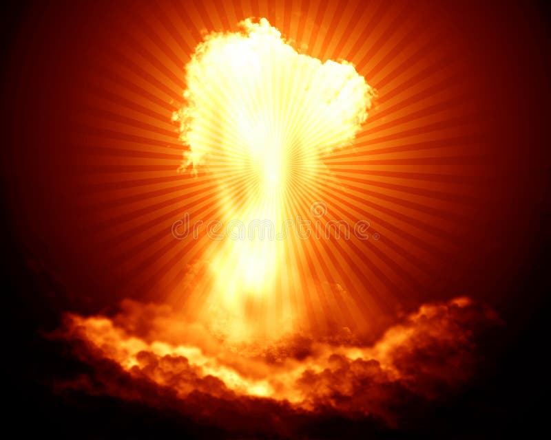 Bright nuclear explosion stock illustration. Illustration of background ...