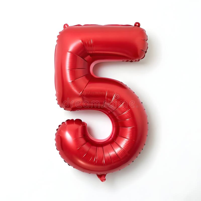 Number Five Balloon Isolated on White Background Stock Illustration ...
