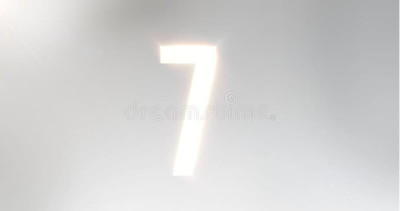 Bright Number Seven Glowing Against Soft, Light Grey Background Stock ...