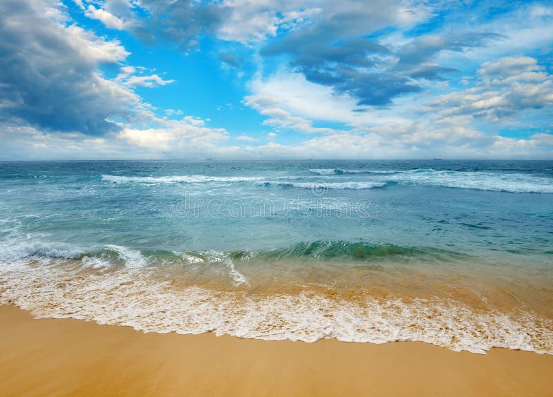 Bright Ocean Landscape. Sea Waves and Beautiful Sky Stock Photo - Image ...