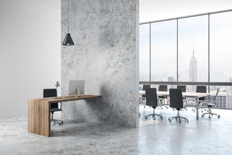 Bright office interior stock illustration. Illustration of estate ...