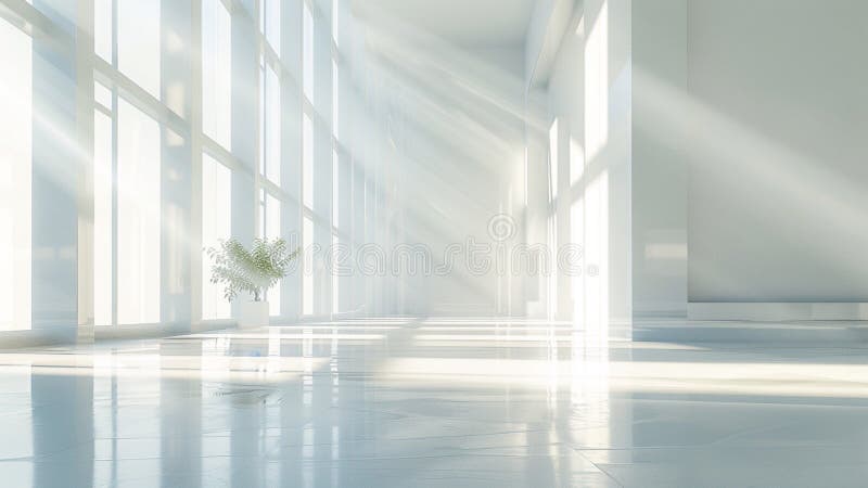 Bright Office Interior with Natural Light and Reflections. Stock ...