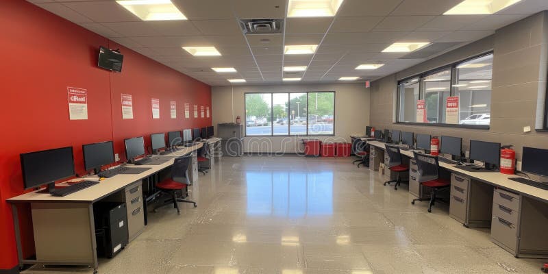 Bright Office Space Featuring Workstations and Seating Arrangements in ...