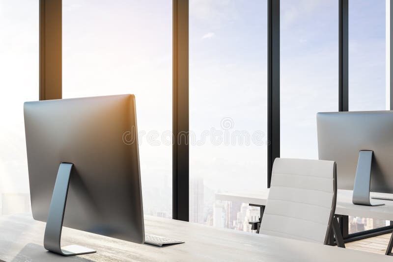 Bright office workplace stock illustration. Illustration of real ...