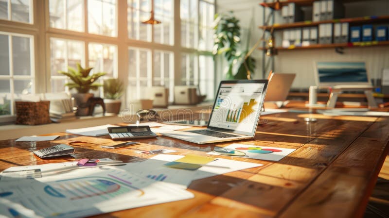 The Bright Office Workspace.AI Generated Image Stock Photo - Image of ...