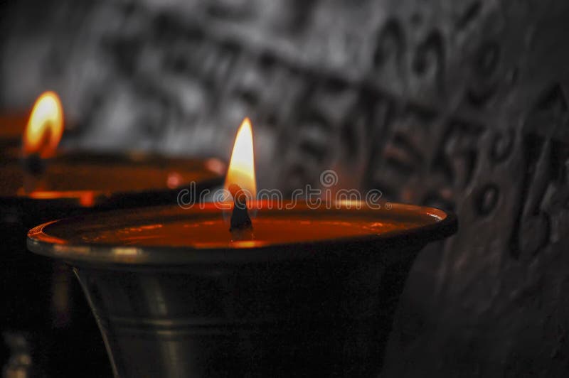 Bright Oil Lamp Lit on a Quiet Night Stock Photo - Image of quiet, warm ...