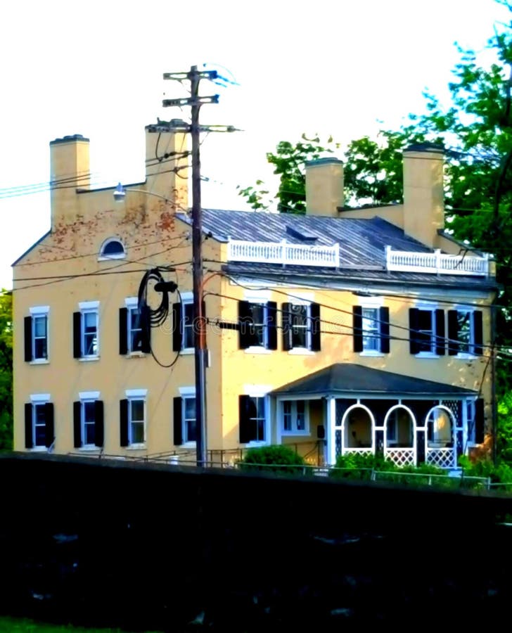 Bright Old Yellow Building Manor Stock Photo - Image of bright ...