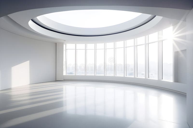 Bright Open Plan Interior with Sunlight from Windows, Illustration Ai ...