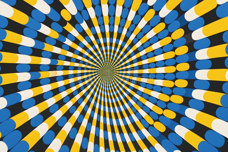 Colorful Optical Illusion Spiral in Yellow, Blue, and White, with ...