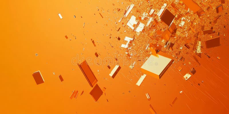 A Bright Orange Background with Abstract Angular Lines, Squares, and ...
