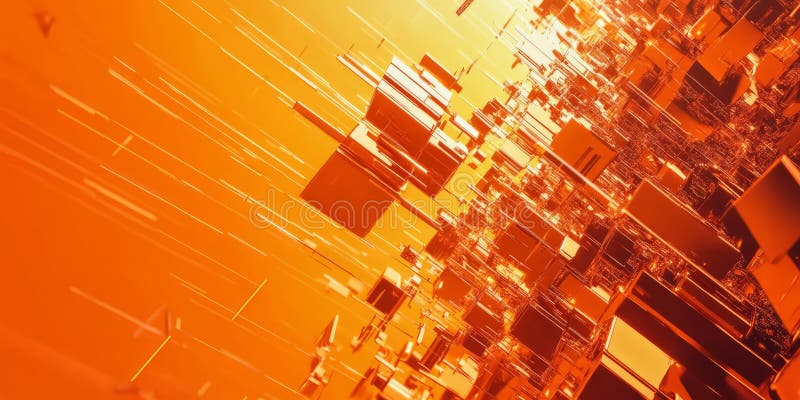 A Bright Orange Background with Abstract Angular Lines, Squares, and ...