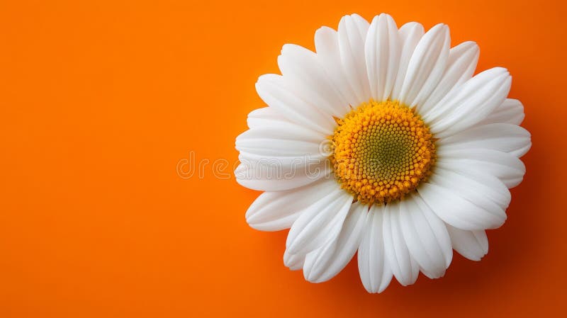 A Bright Orange Background Highlights a White Daisy Flower, Creating an ...