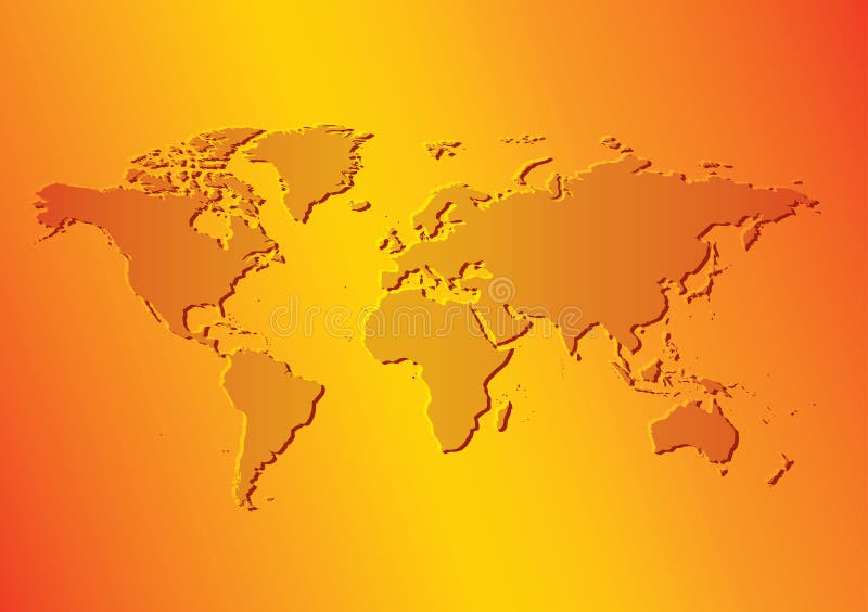 Bright Orange Background with Map of the World - Vector Stock Vector ...