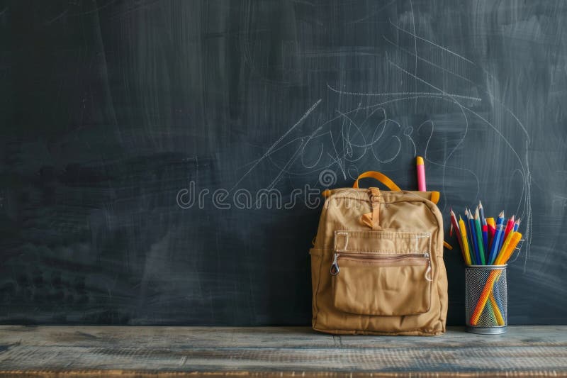 Bright Orange Backpack with Pens and Colorful Notebooks in Front of a ...