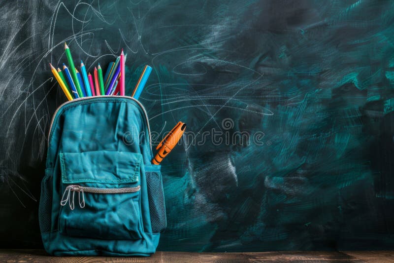 Bright Orange Backpack with Pens and Colorful Notebooks in Front of a ...