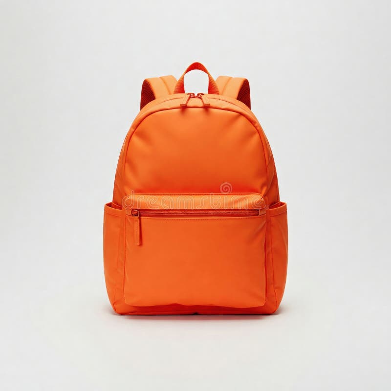 Orange Backpack Isolated on a White Background. 3d Render Image. Stock ...