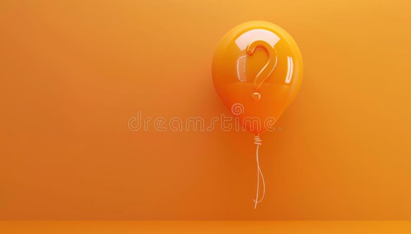 Bright Orange Balloon with a Question Mark on a Solid Orange Background ...