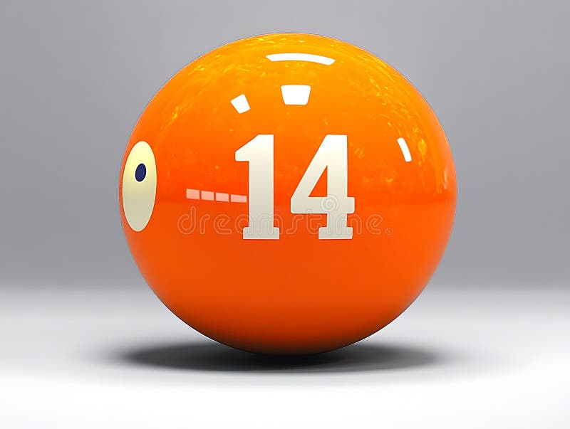 A Bright Orange Billiard Ball Numbered 14 Shot with a Solid White ...
