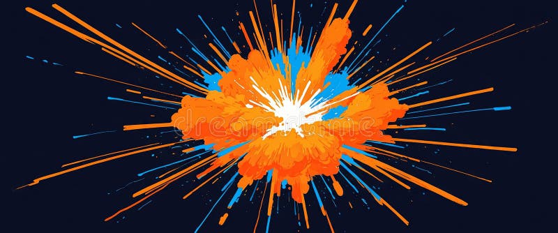 A Bright Orange and Blue Explosion of Light and Color. Anime Style ...