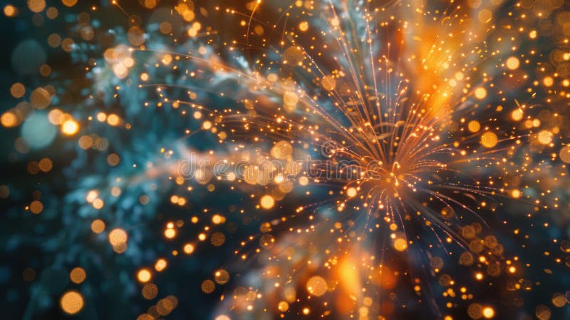 A Bright Orange and Blue Explosion of Light and Sparkles Stock Photo ...