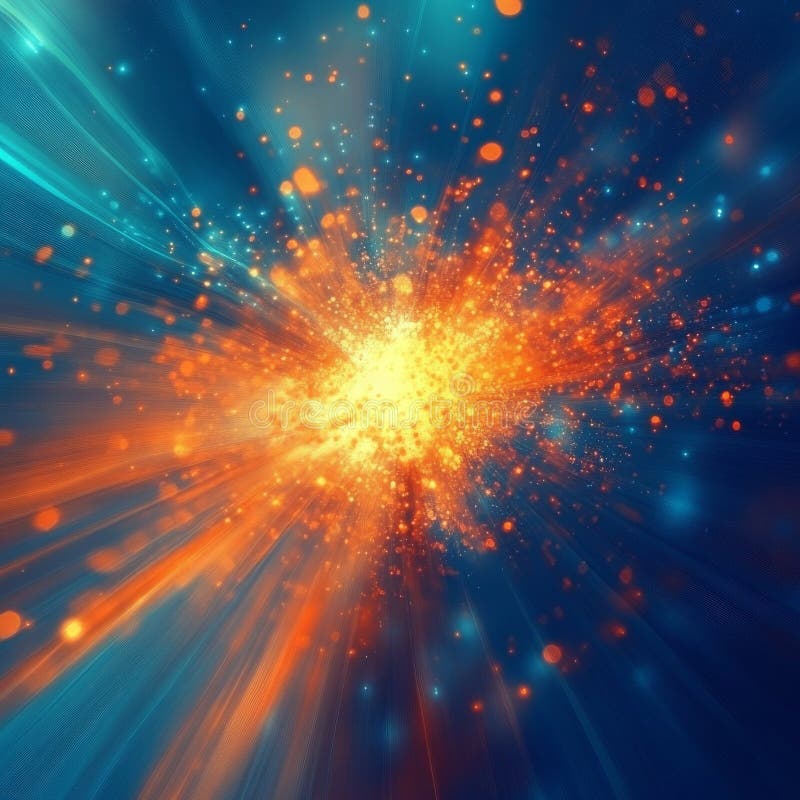 A Bright Orange and Blue Explosion with a Lot of Sparkles Stock ...