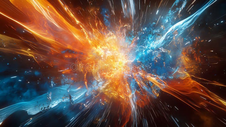 A Bright Orange and Blue Explosion in Space Stock Illustration ...