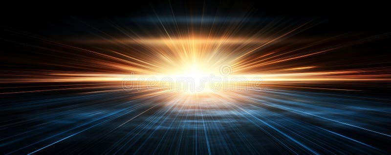 Vibrant Orange and Blue Luminous Lines Radiating from Central Light ...