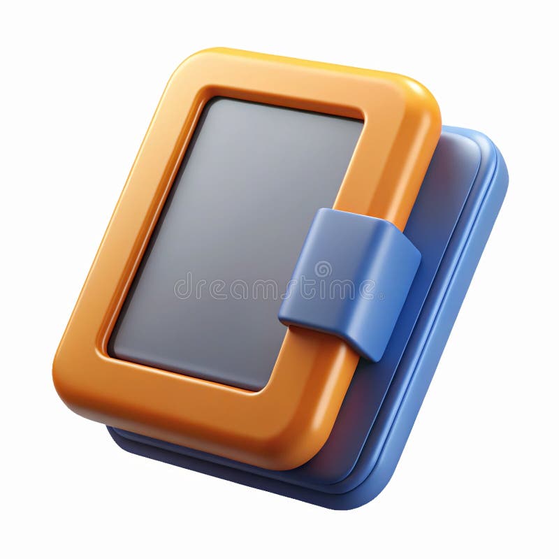 Bright Orange and Blue Rectangle 3D Object with Transparent Background ...