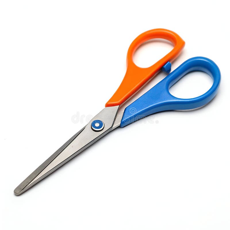 Bright Orange and Blue Scissors Isolated on White Background Stock ...