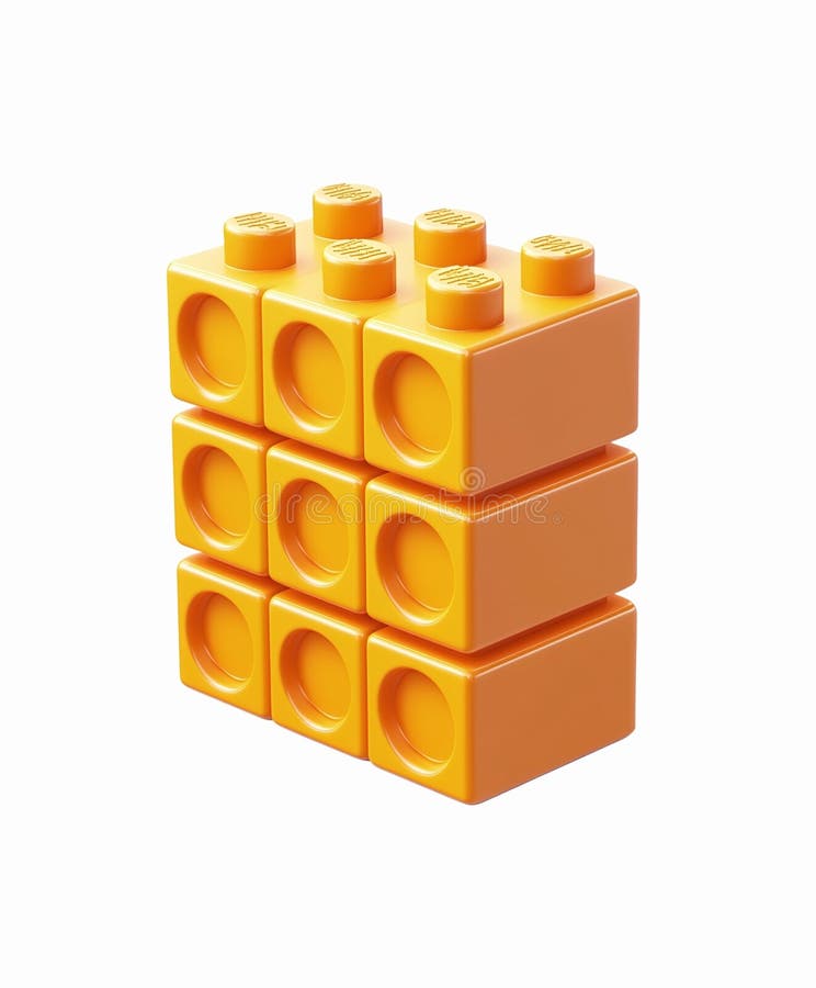 Bright Orange Building Block Toy Stack Isolated on Transparent ...