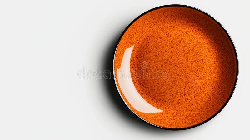 Bright Orange Ceramic Plate on White Background, Showcasing Its Glossy ...