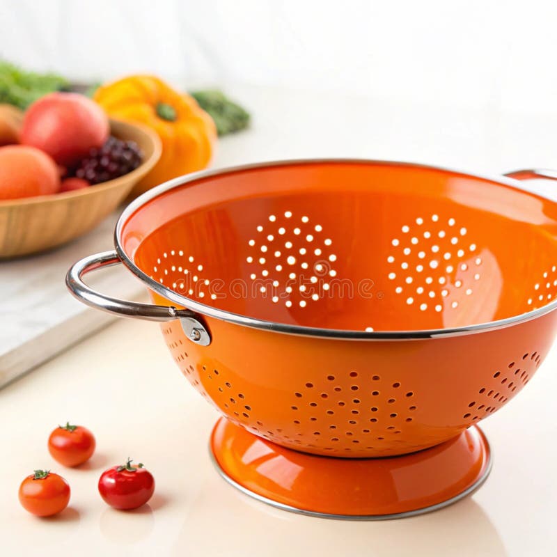Bright Orange Colander on Transparent Background Stock Illustration ...