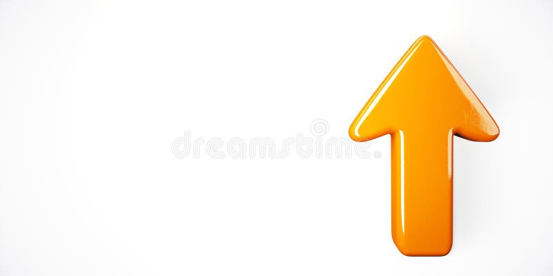 Bright Orange 3D Arrow Pointing Upwards on White Background. 3D ...