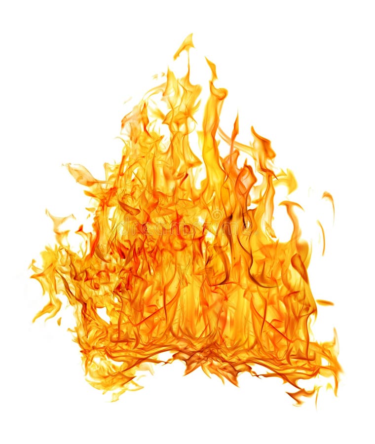 Bright Orange Dense Fire on White Background Stock Image - Image of ...