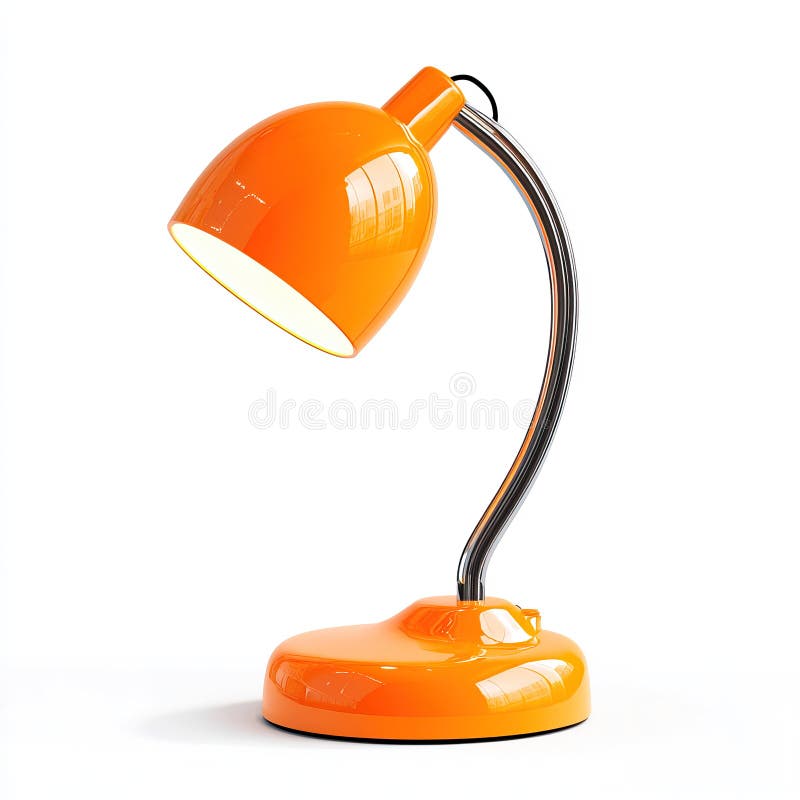 Bright Orange Desk Lamp on White Background Stock Photo - Image of bold ...