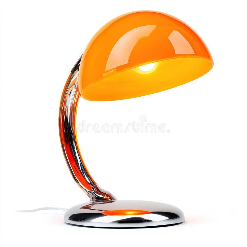 Bright Orange Desk Lamp on White Background Stock Photo - Image of ...