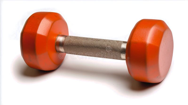 Bright Orange Dumbbell Resting on a White Surface Stock Photo - Image ...