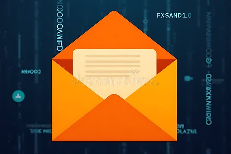 Bright Orange Email Icon Against a Digital Backdrop, Symbolizing ...