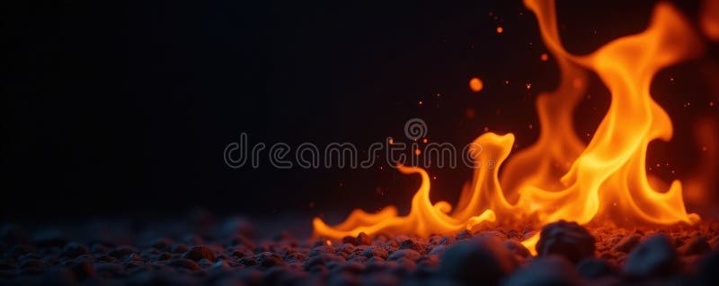 Bright Orange Embers Against Black Background , Realistic, Photography ...