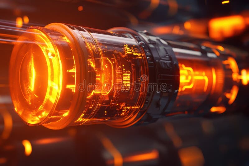 Futuristic Power Generator Emitting Orange Energy in a Sci-fi ...