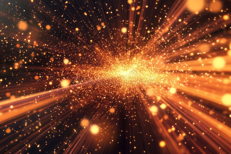 A Bright Orange Explosion of Light and Dust Stock Illustration ...